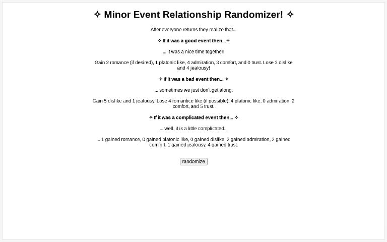 minor-event-relation ― Perchance Generator