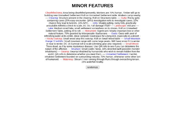 MINOR FEATURES ― Perchance Generator