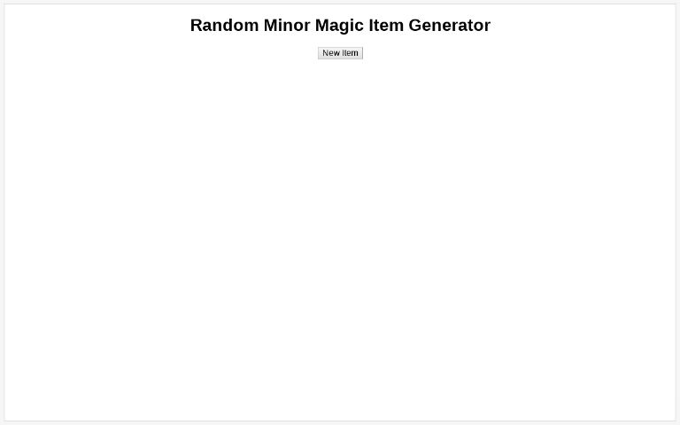Random Minor Magic Item Generator