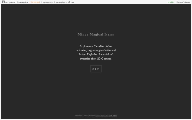 Minor Magical Items ― Perchance Generator