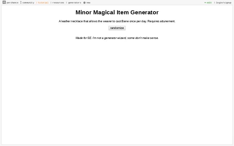 Minor Magical Item Generator