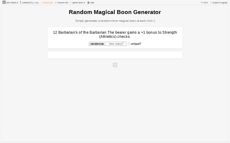 Random Magical Boon Generator