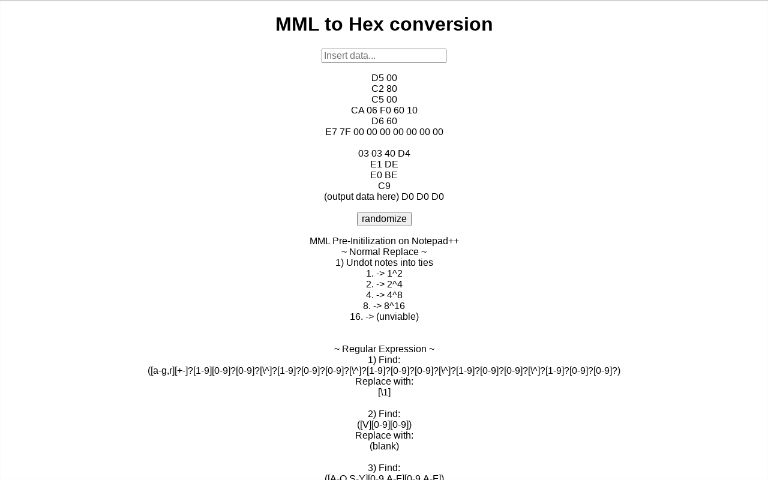 MML to Hex conversion ― Perchance Generator
