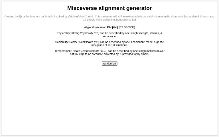 Misceverse alignment generator