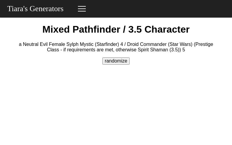 Mixed Pathfinder / 3.5 Character ― Perchance Generator