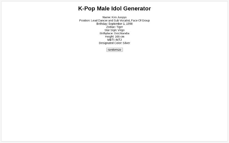K-Pop Male Idol Generator
