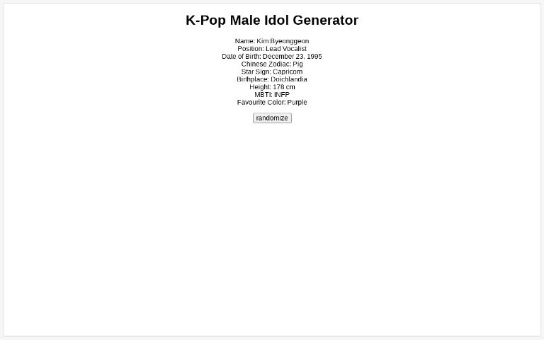 K-Pop Male Idol Generator