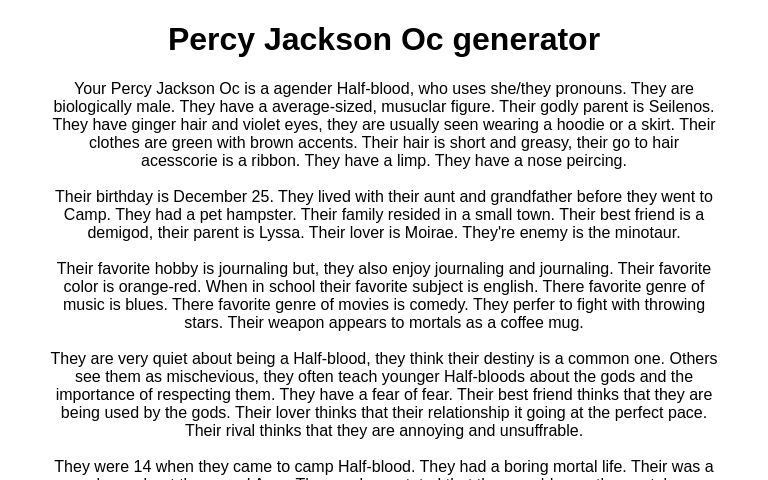 Percy Jackson Oc generator