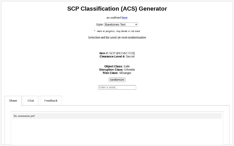 SCP Classification (ACS) Generator