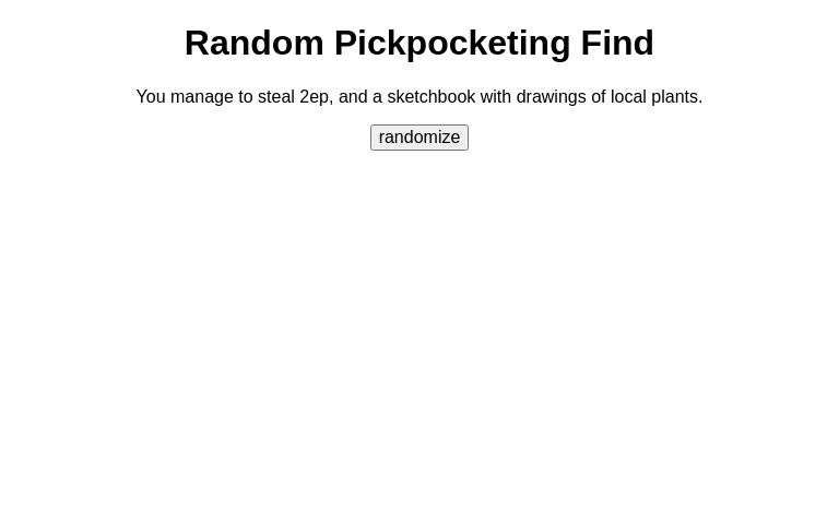 Random Pickpocketing Find ― Perchance Generator
