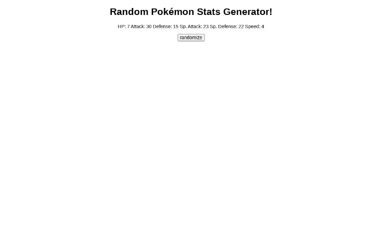 Random Pokémon Stats Generator!