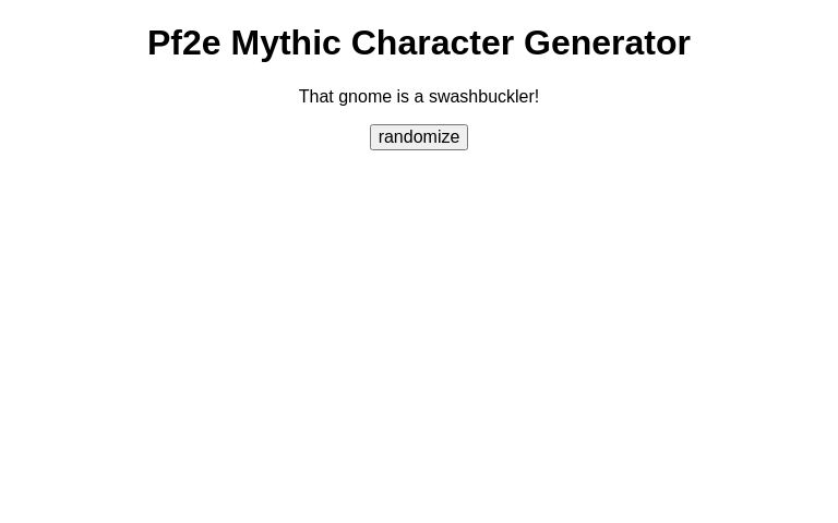 Pf2e Mythic Character Generator