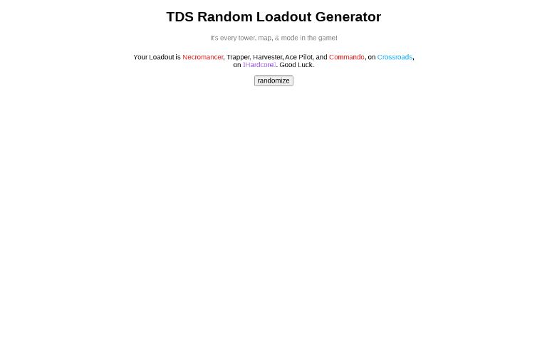 TDS Random Loadout Generator