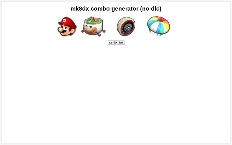 mk8dx combo generator (no dlc)