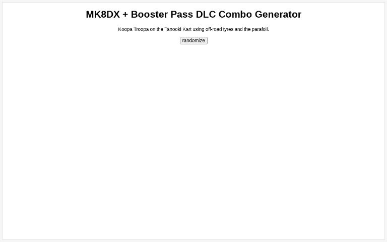 MK8DX + Booster Pass DLC Combo Generator