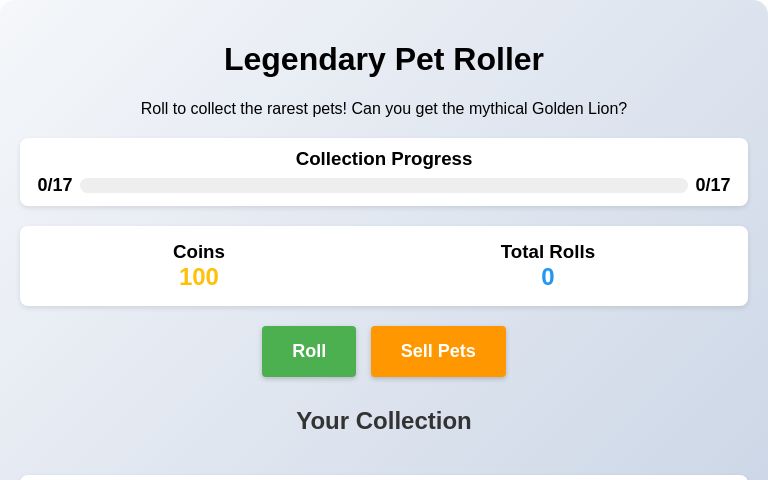 Legendary Pet Roller ― Perchance Generator