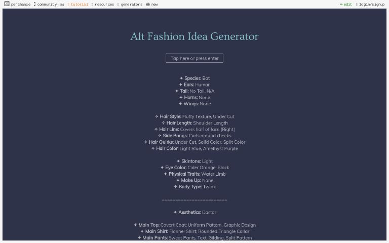 Alt Fashion Idea Generator