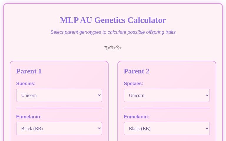 MLP AU Genetics Calculator ― Perchance Generator