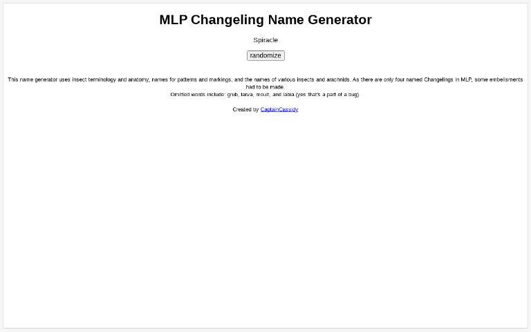 MLP Changeling Name Generator