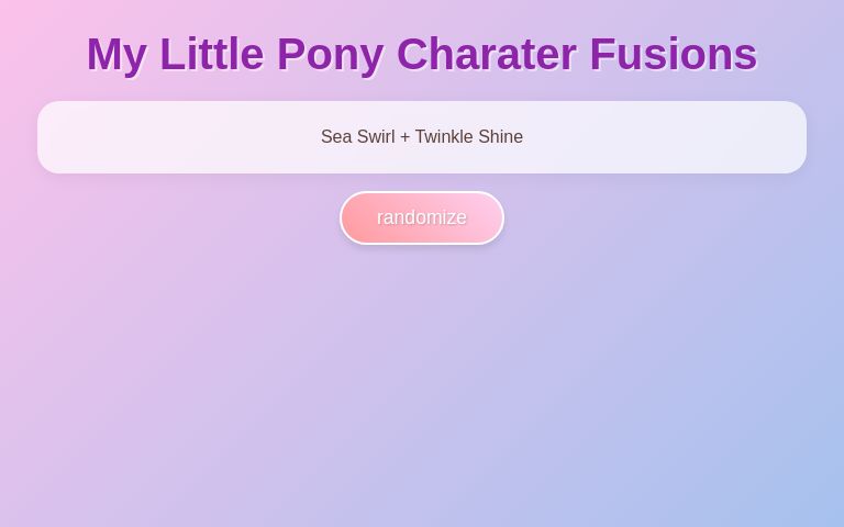 My Little Pony Charater Fusions ― Perchance Generator