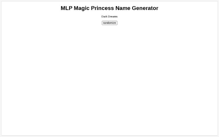 MLP Magic Princess Name Generator