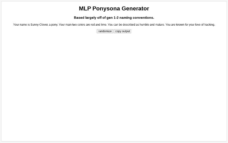 MLP Ponysona Generator
