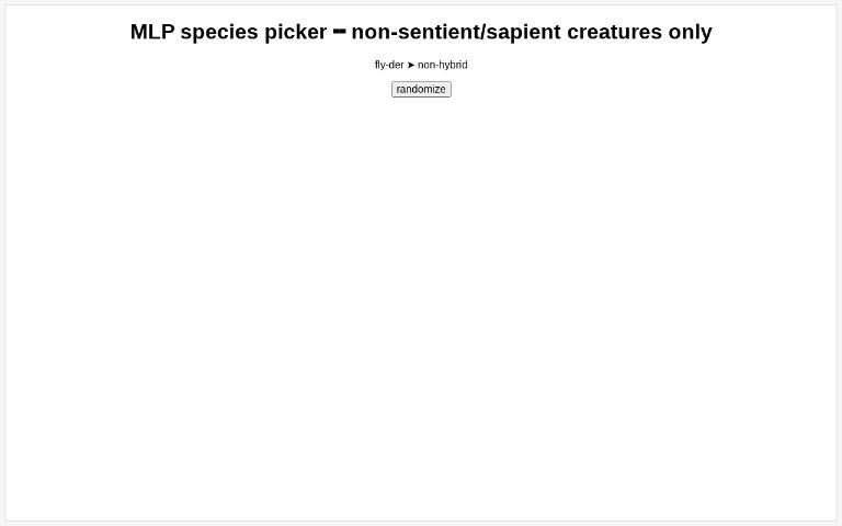 MLP species picker ╍ non-sentient/sapient creatures only ― Perchance Generator
