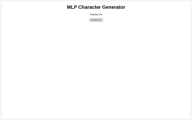 MLP Character Generator