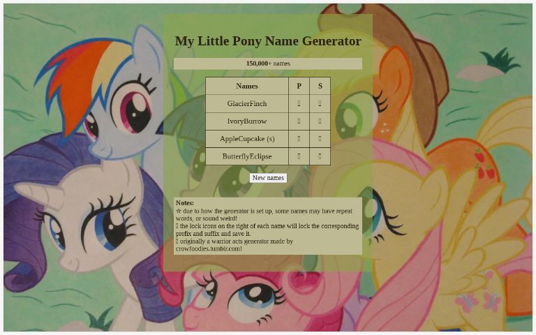 Mlpnamegen Epiphanydoodles ― Perchance Generator