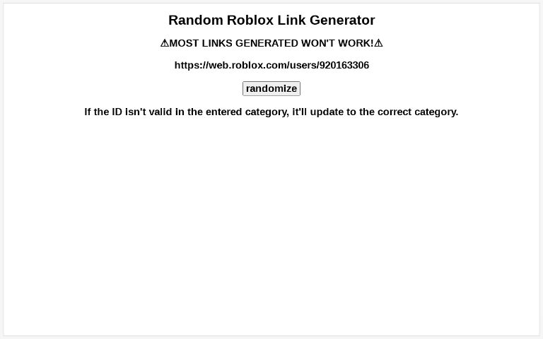 Random Roblox Link Generator