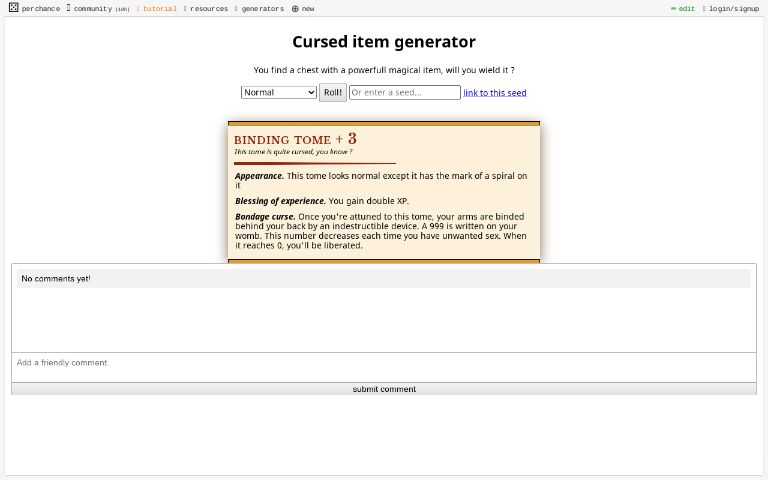 Cursed item generator