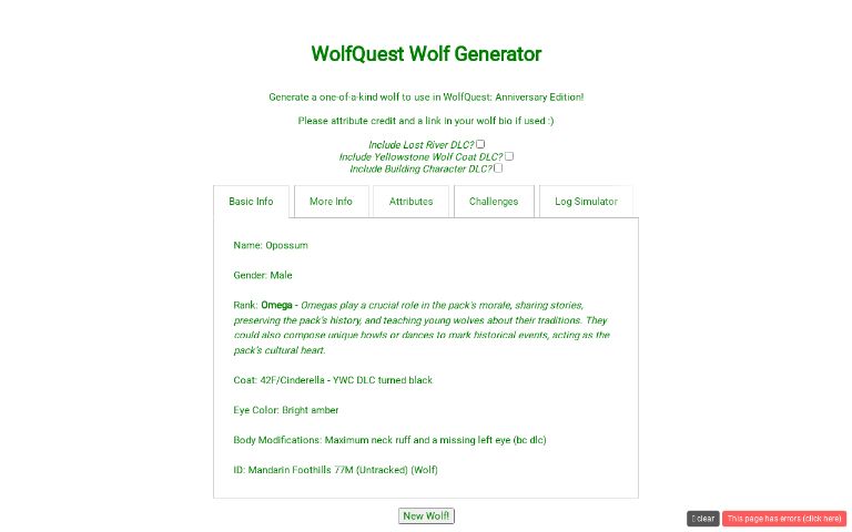 WolfQuest Wolf Generator
