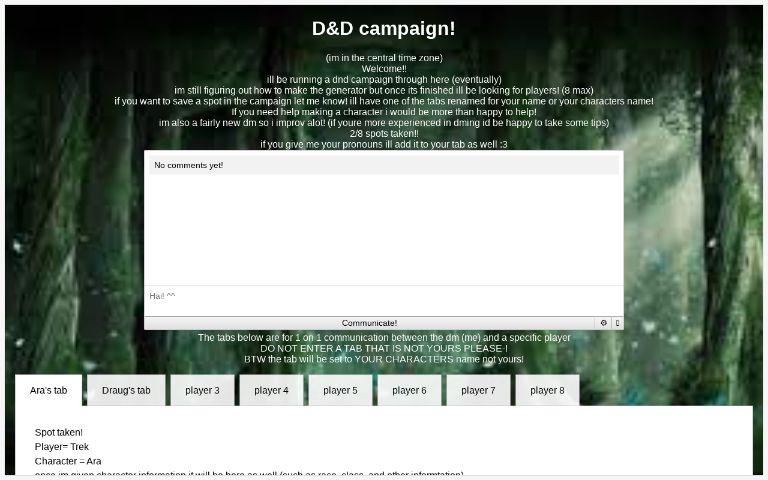 D&D campaign! ― Perchance Generator