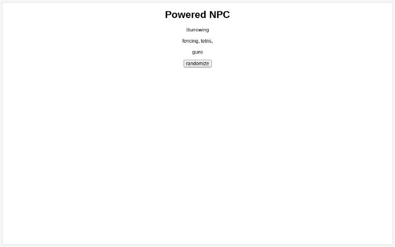 Powered NPC ― Perchance Generator