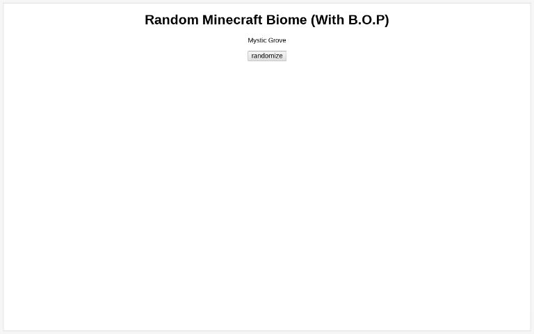 Random Minecraft Biome (With B.O.P) ― Perchance Generator