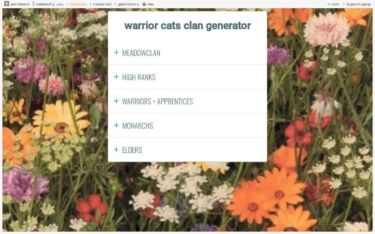warrior cats clan generator