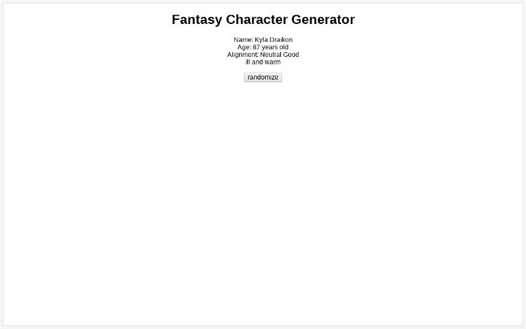 Fantasy Character Generator