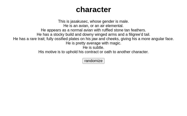 character ― Perchance Generator