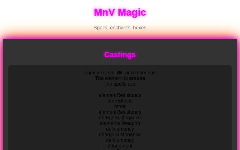 MnV Magic ― Perchance Generator