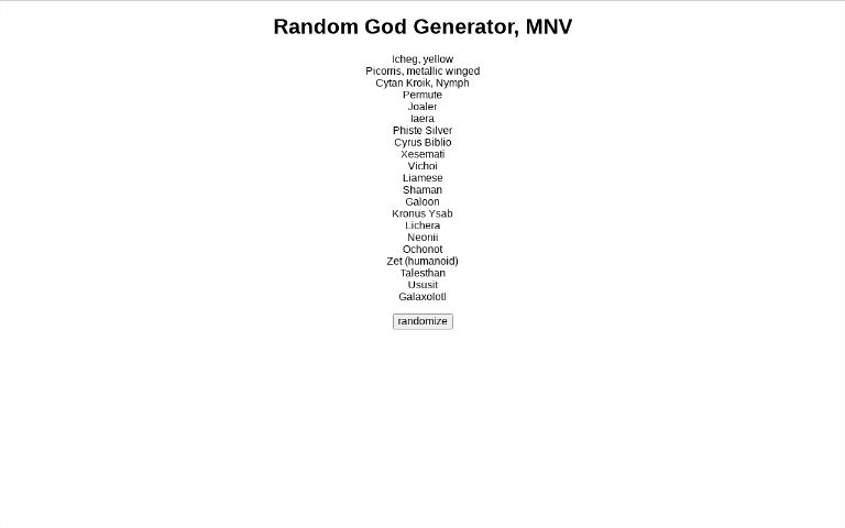 Random God Generator, MNV