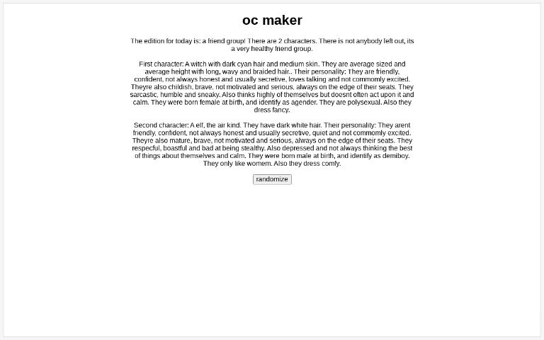 oc maker ― Perchance Generator