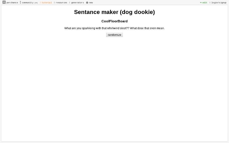 Sentance maker (dog dookie) ― Perchance Generator