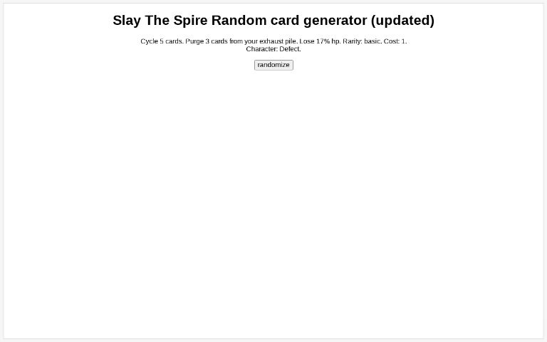 Slay The Spire Random card generator (updated)