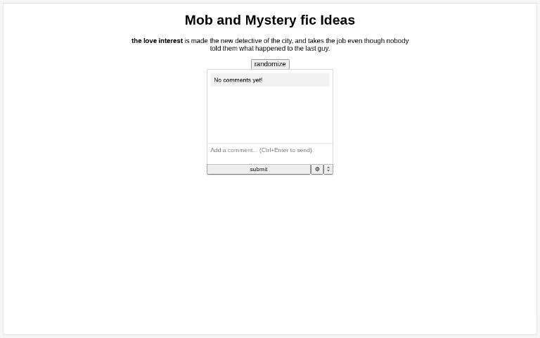 Mob and Mystery fic Ideas ― Perchance Generator