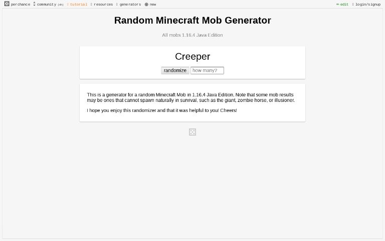 Random Minecraft Mob Generator