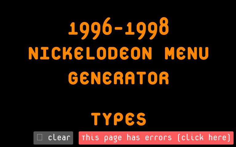 1996-1998 NICKELODEON MENU GENERATOR