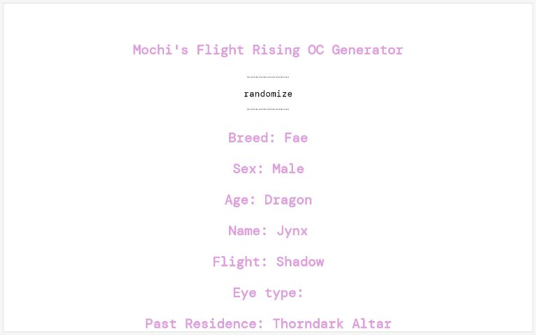 Mochi's Flight Rising OC Generator