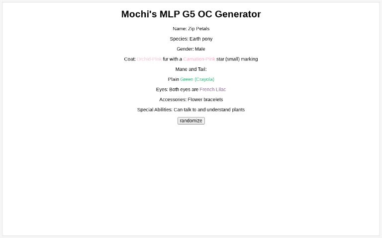 Mochi's MLP G5 OC Generator