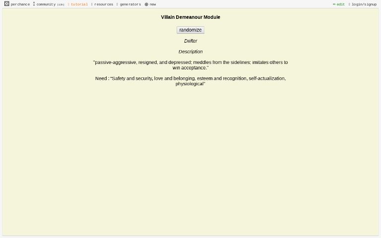 Mod Antagonist Demeanour ― Perchance Generator