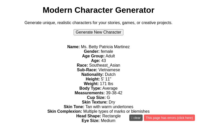 Modern Character Generator